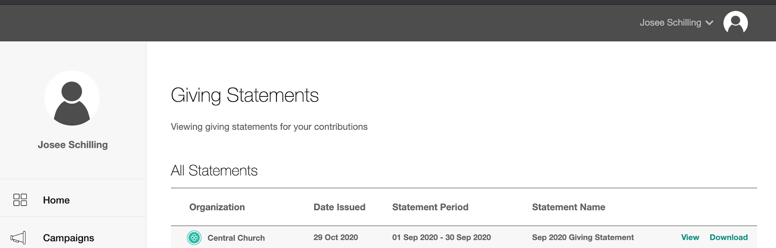 How to View Your Giving Statements Using a Web Browser